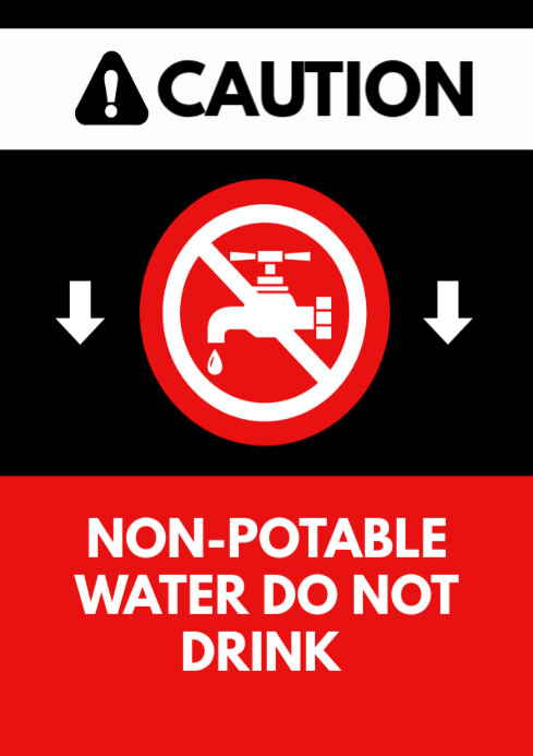 Copy of Black Illustrative Non-potable Water A4 | PosterMyWall