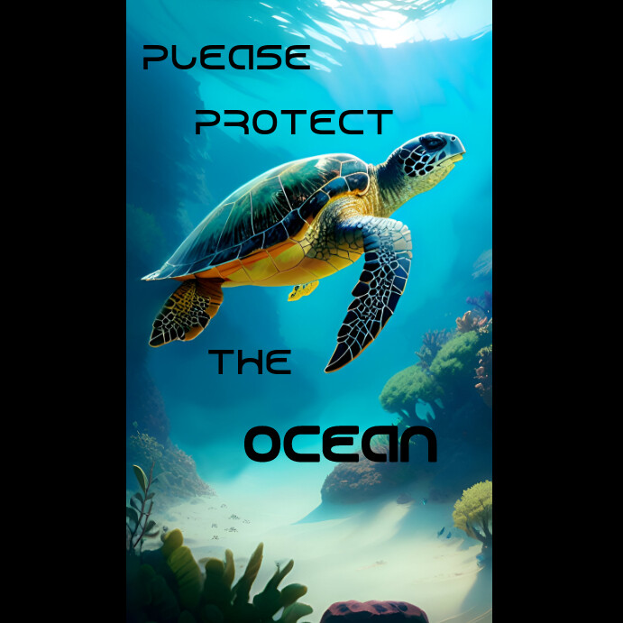 Black Illustrative Ocean View Design Template | PosterMyWall