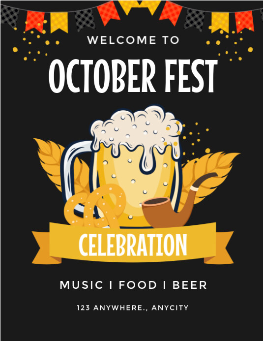 Copy of Black Illustrative October Fest Celebration Flyer | PosterMyWall