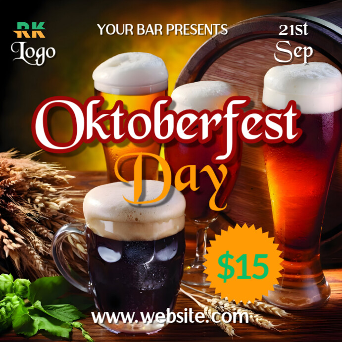 Black Illustrative Oktoberfest Day Instagram Template | PosterMyWall