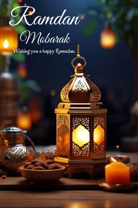 Black Illustrative Ramadan Mobarak Poster Template | PosterMyWall