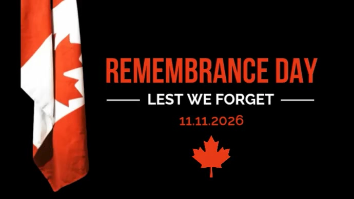 Black Illustrative Remembrance Day Canada Poster Digital Display (16:9 ...