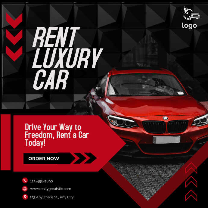 Black Illustrative Rent Car Luxury Pos Instag Template | PosterMyWall