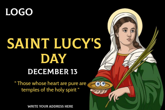 Plantilla de Black Illustrative Saint Lucy's Day Poster | PosterMyWall