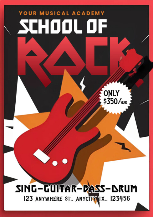 Copy of Black Illustrative School Of Rock A4 | PosterMyWall