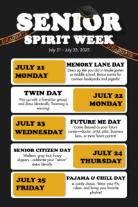 Black Illustrative Seniors Spirit Week Poster Template | PosterMyWall