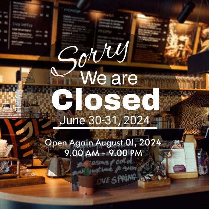 Black Illustrative Sorry We Are Closed Insta Template | PosterMyWall
