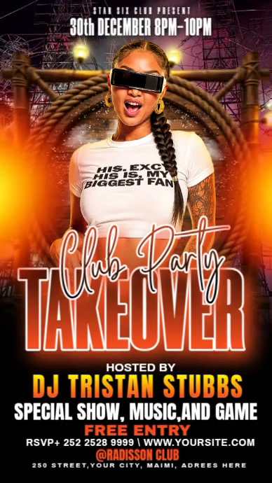 Black Illustrative Takeover Night Club Party Instagram Story Template ...