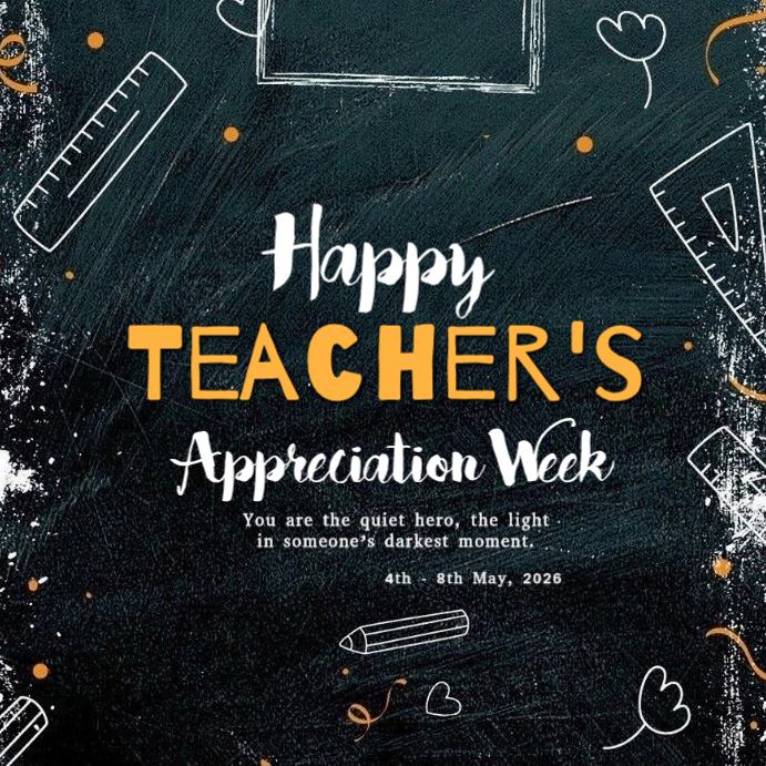 Black illustrative teacher appreciation instagram post Template ...