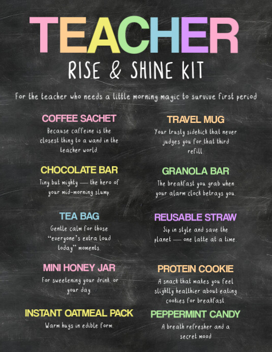 Black Illustrative Teacher Survival Kit Flyer (us Letter) Modelo ...