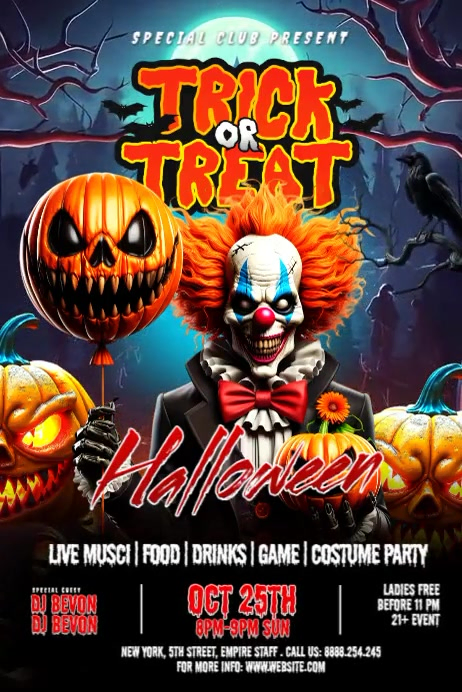 Black Illustrative Trick Or Treat Halloween Postermywall Template ...