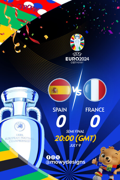 Black Illustrative Uefa Euro 2024 Fixture Po Template | PosterMyWall