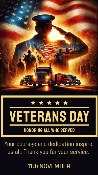Black Illustrative Veterans Day Instagram Story Template | PosterMyWall