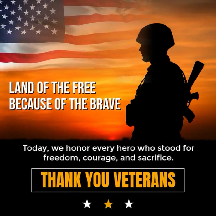 Plantilla de Black Illustrative Veterans Day Tribute Flyer – Land Of The Free Because Of The ...
