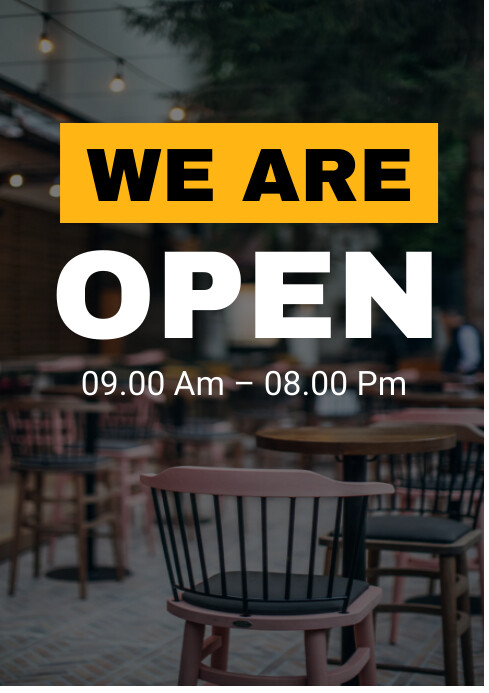 Black Illustrative We Are Open A4 Template | PosterMyWall