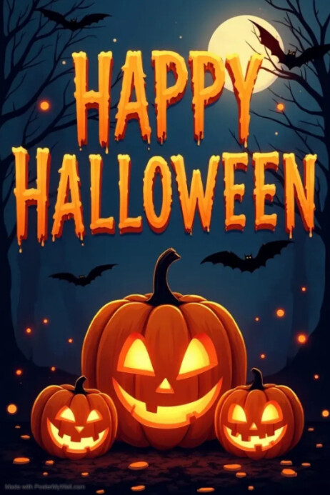 Black Illustrative Whimsical Halloween Fun Poster Template | PosterMyWall