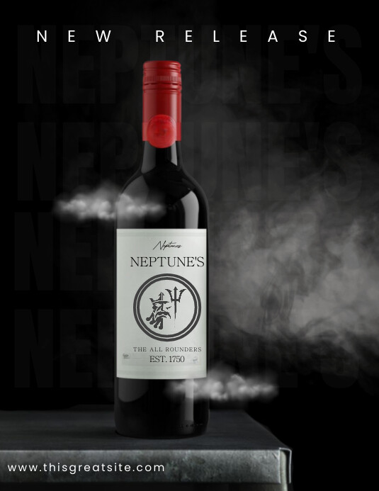 Black Illustrative Wine Release Promo Flyer ( Template | PosterMyWall