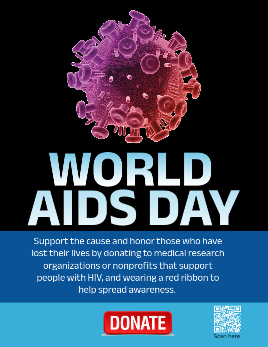 Black Illustrative World Aids Day Flyer (us Letter) Template | PosterMyWall