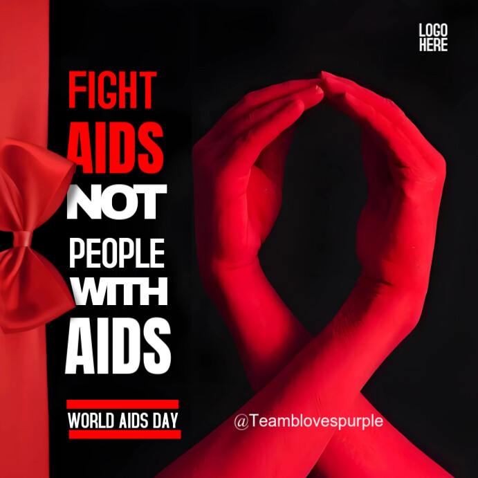 Black Illustrative World Aids Day Instagram Post Template | PosterMyWall
