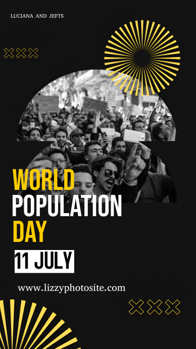 Plantilla de Black Illustrative World Population Day Templ | PosterMyWall