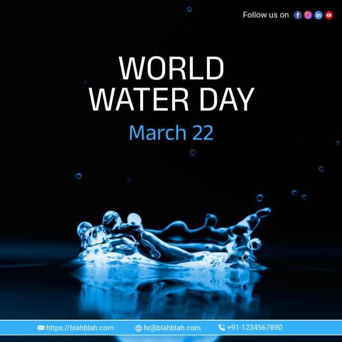 Black Illustrative World Water Day Instagram Post Template | PosterMyWall