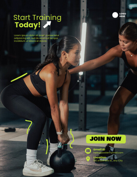 Black Ilustratif Fitness Promotional Pamflet (letter As) Template ...