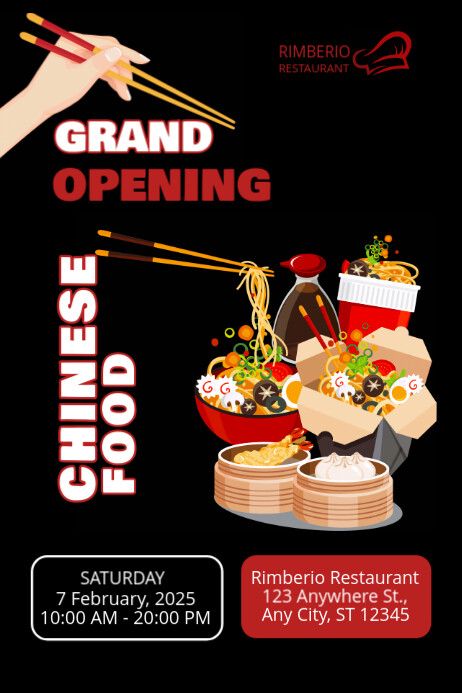 Copy of Black Ilustratif Grand Opening Chinese Food Poster | PosterMyWall
