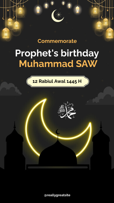 Black Ilustratif Maulid Nabi Muhammad Saw Ins Templat | PosterMyWall