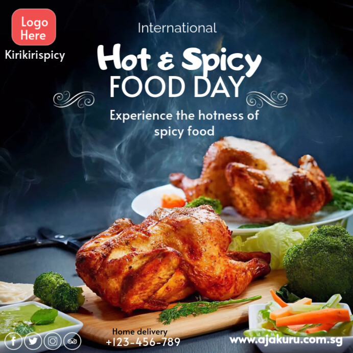 Black International Hot And Spicy Food Day Instagram Post Template ...