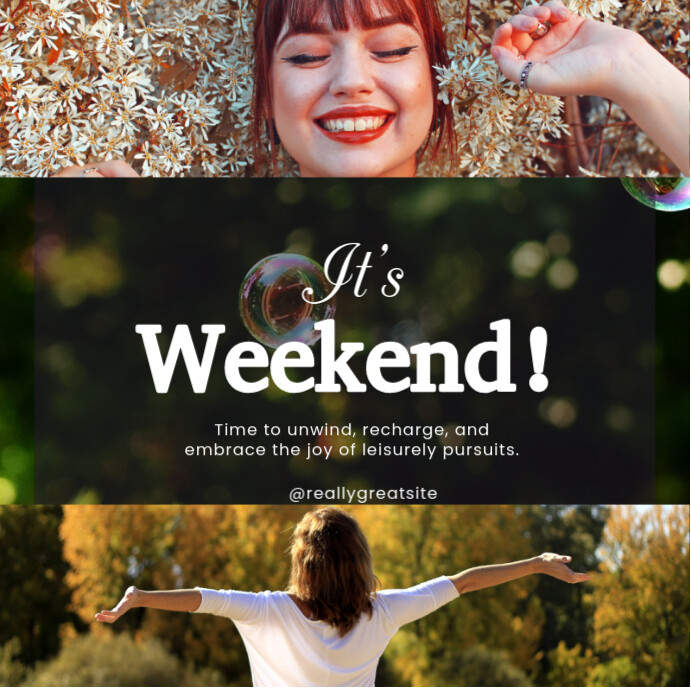 Black Its Weekend Instagram Post Template | PosterMyWall