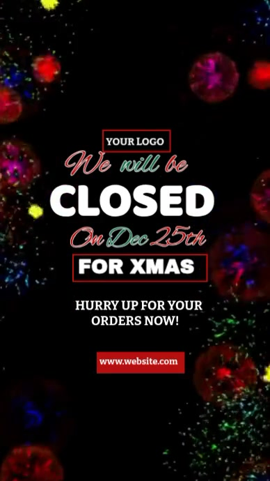 Plantilla de Black Joyful “christmas Fireworks Announcement” Digital ...