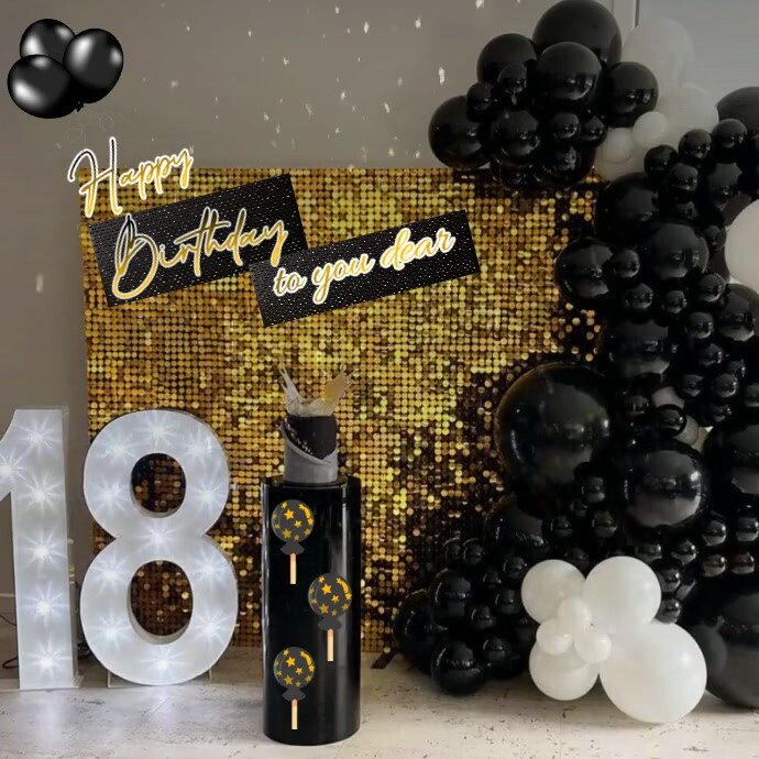 Black Joyful 18 Birthday Instagram Post Templat | PosterMyWall