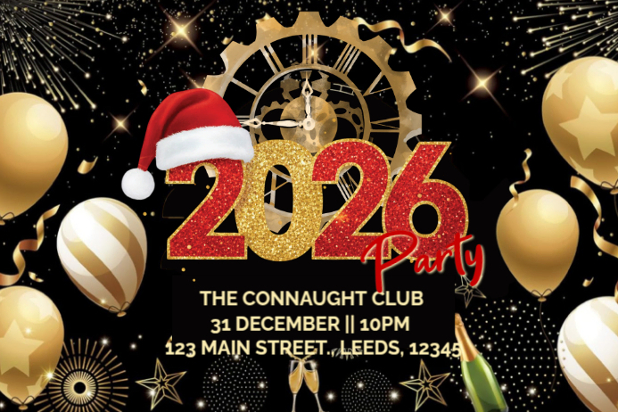 Black Joyful 2025 New Years Eve Party Night Event Poster Template ...