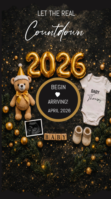 Black Joyful 2026 Baby Annocement Instagram Story Template | PosterMyWall