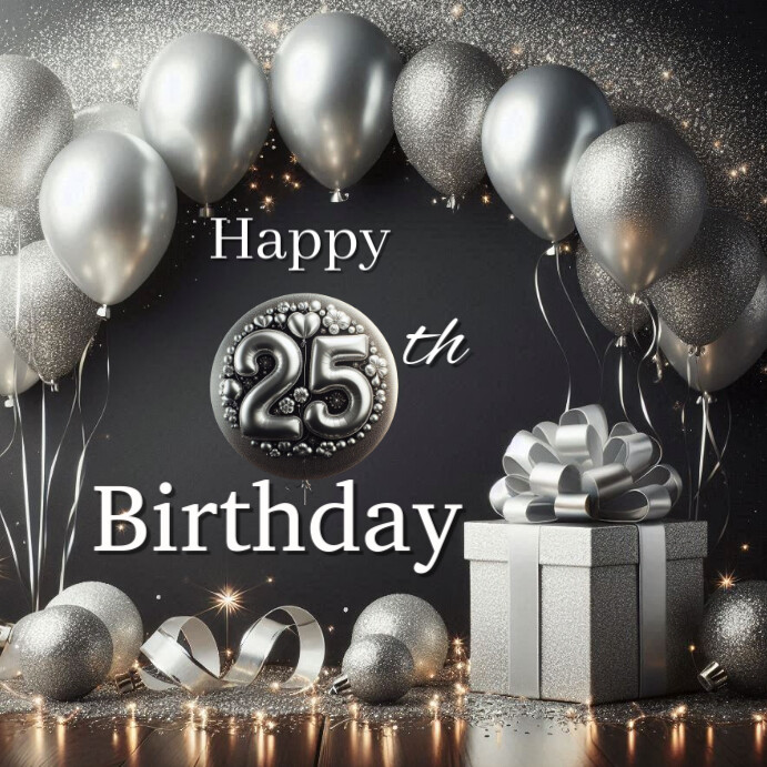 Black Joyful 25th Birthday Background Instagram Post Template ...
