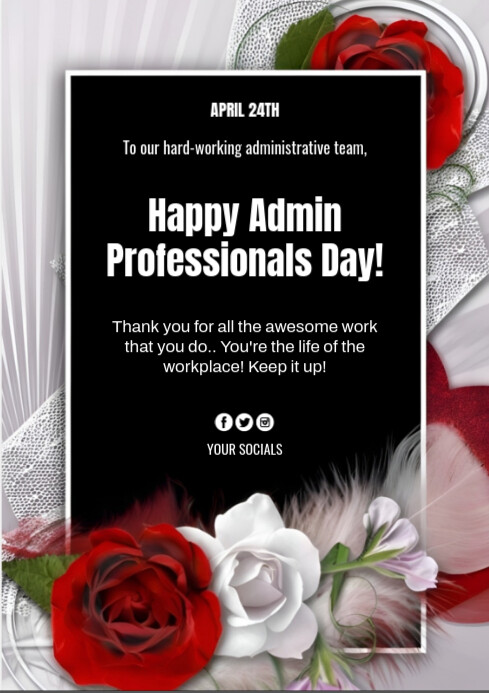 Black Joyful Administrative Professional Day A4 Template | PosterMyWall