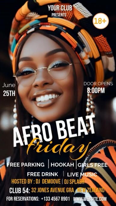 Black Joyful Afro Beat Digital Display (9:16) Template | PosterMyWall