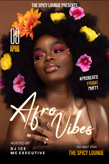 Black Joyful Afro Vibes Party Poster Template | PosterMyWall