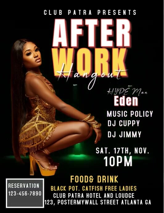 Modèle Black Joyful After Work Hangout Flyer Template Flyer (us Letter) | PosterMyWall