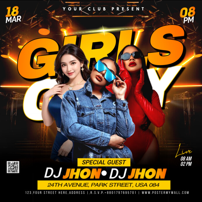 Black Joyful After Work Ladies Night Party Flyer Instagram Post ...