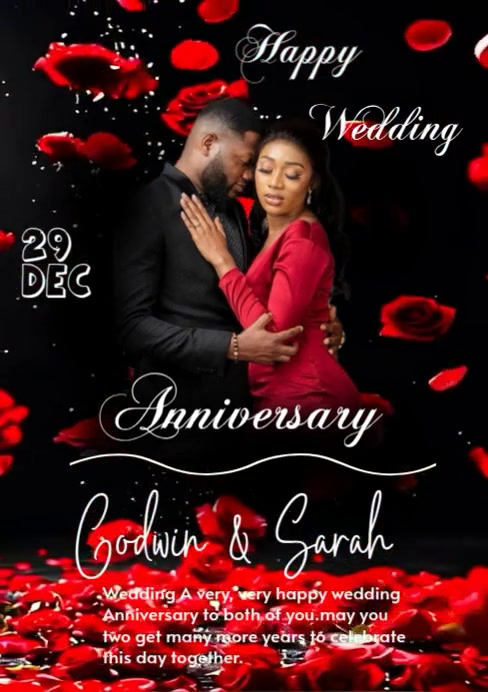 Black Joyful Anniversary Flyer Design Template A4 | PosterMyWall