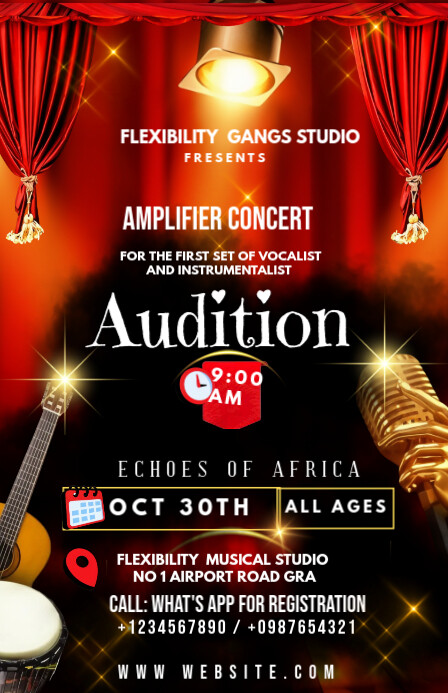 Copy of Black Joyful Audition Audition Flyer Template Tabloid | PosterMyWall