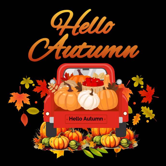 Black Joyful Autumn , Hello Autumn Instagram Post Template | PosterMyWall