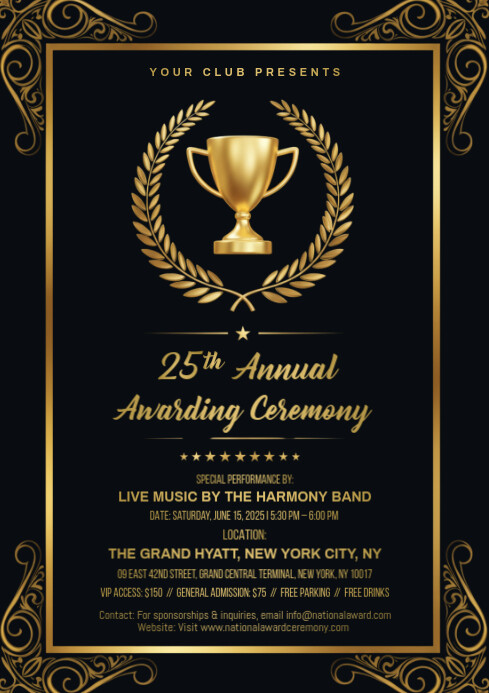 Copy of Black Joyful Award Ceremony Invitation A4 | PosterMyWall