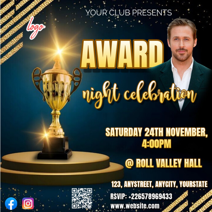 Black Joyful Awards Night Celebration Instagram Post Template ...