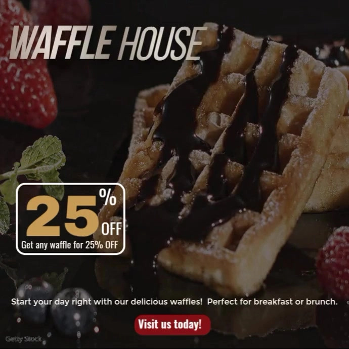 Black Joyful Awesome Waffle House Ad Promo Instagram Post Template ...