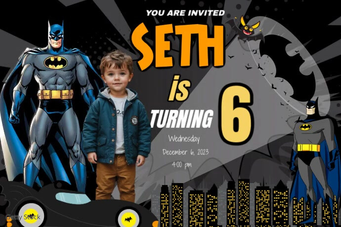 Black Joyful Batman Birthday Banner 4' × 6' Template | PosterMyWall