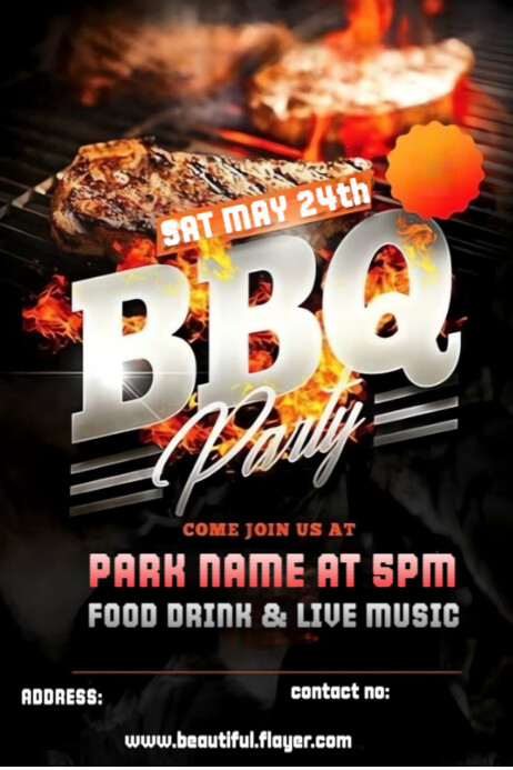 Copy of Black Joyful Bbq Party Flyer Template – Grill Event Invitation ...