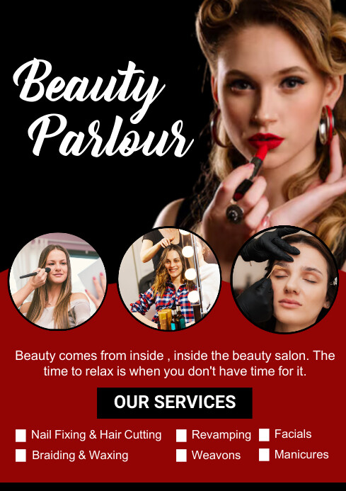 Black Joyful Beauty Parlour A4 Template | PosterMyWall
