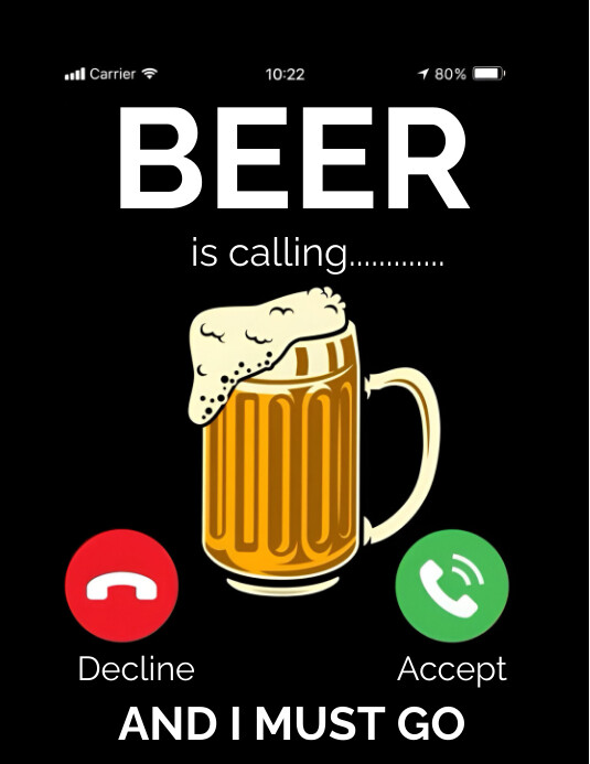 Black Joyful Beer Is Calling Flyer (us Letter Template | PosterMyWall